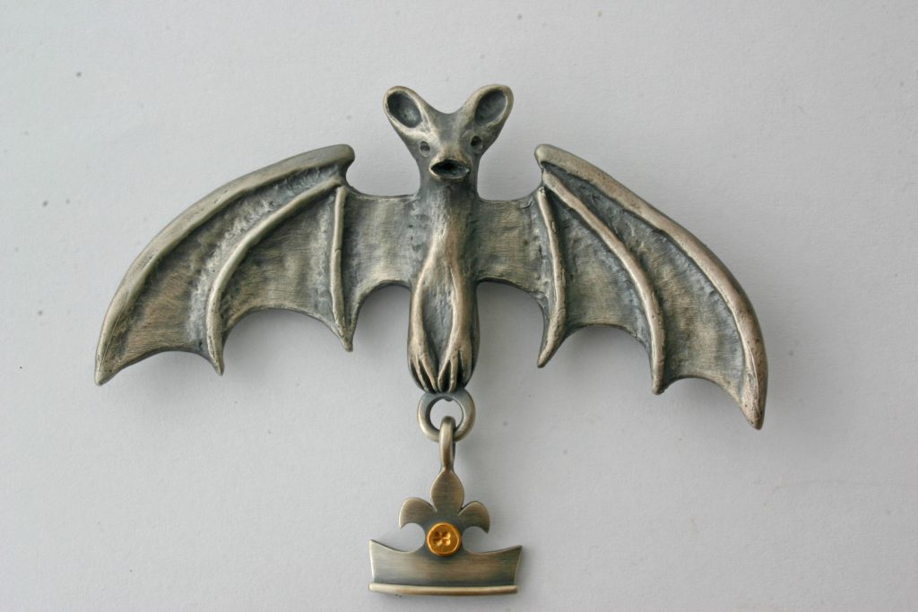 Heraldic Bat and Crown Brooch - Lisa West Jewellery